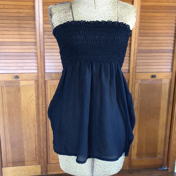 Wet Seal | Tops | Wet Seal Y2k Black Ruched Chiffon Tube Top M | Poshmark